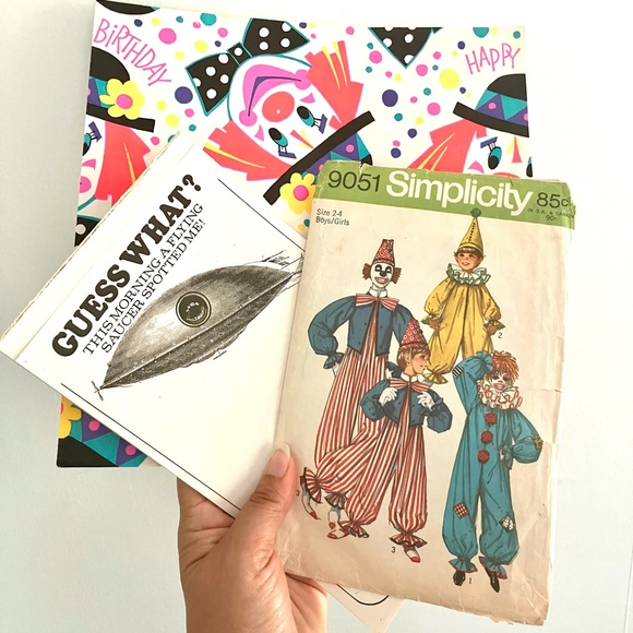 Vintage | Office | Vintage 8s Clown Sewing Pattern Costume Gift Wrap ...